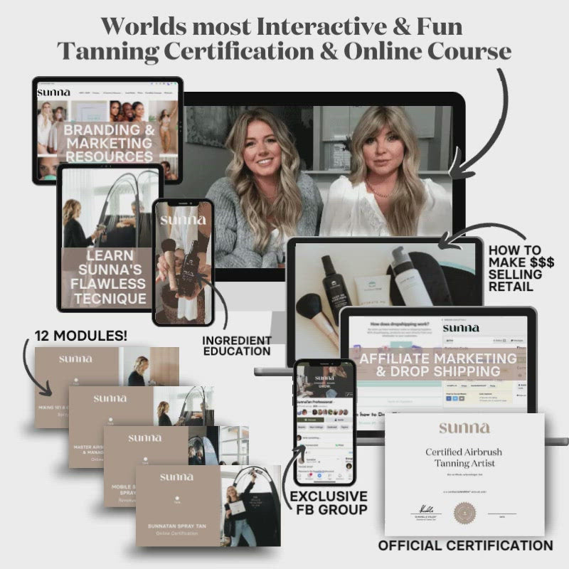 SunnaTan Spray Tan Online Training and Certification – Sunna Pro